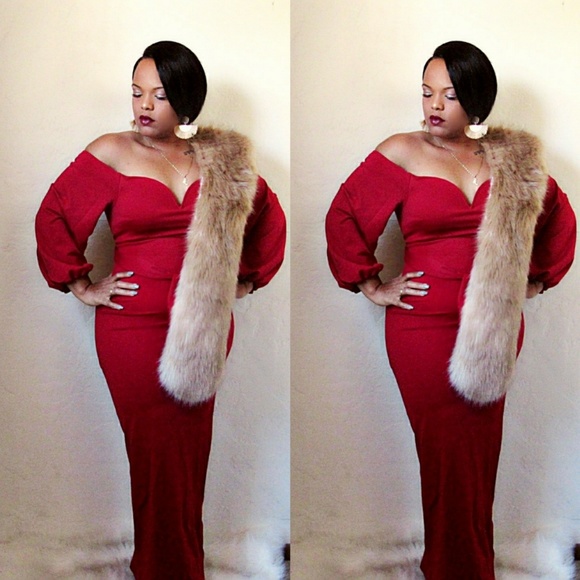 Dresses | Deep Red Off The Shoulder Gown | Poshmark